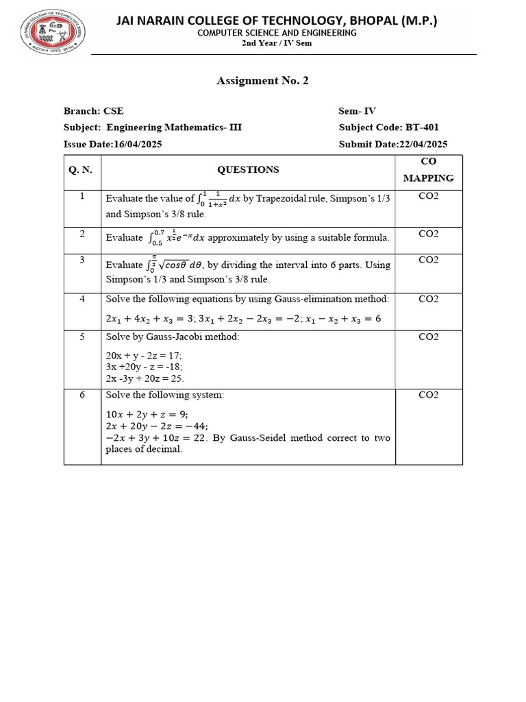 BT 401 (Assignment 2) | PDF