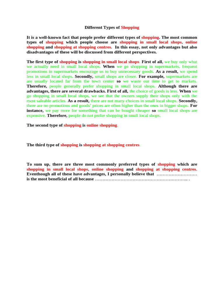 Types of Shopping Explained | PDF