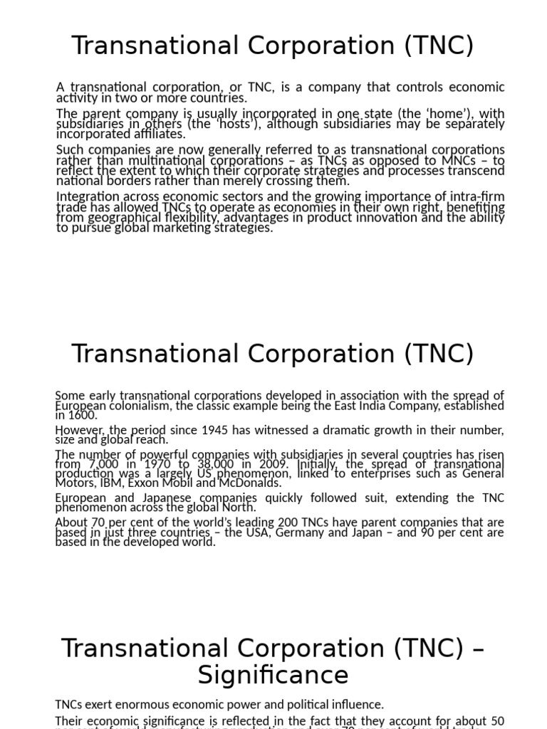 Understanding Transnational Corporations | PDF | Multinational ...