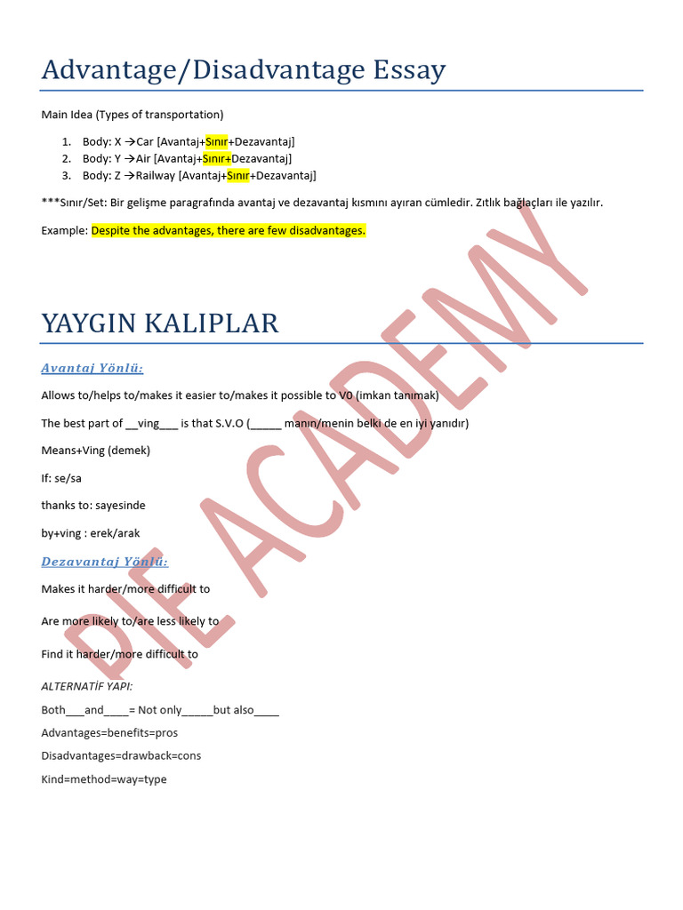 Holiday Types and Essay Map-ADVANTAGE DISADVANTAGE | PDF