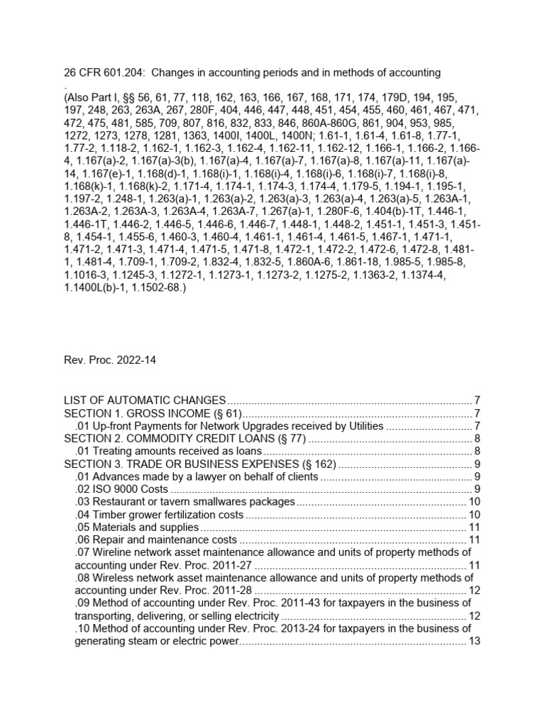 CFR Automatic Changes | PDF | Inventory | Depreciation