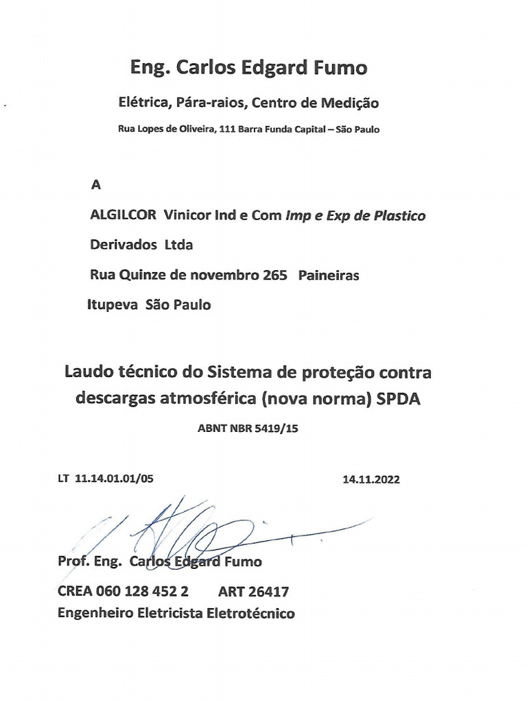 Laudo Técnico SPDA - 1 | PDF