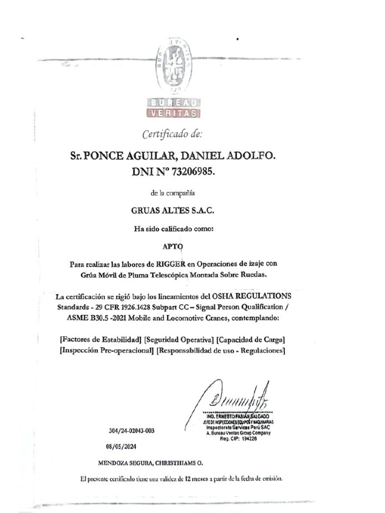 Certificado de Rigger PDF | PDF