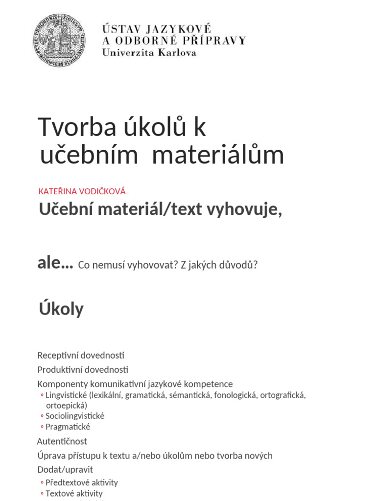 Tvorba Úkolů | PDF