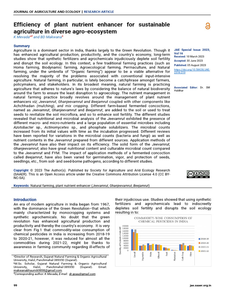 Efficiency of Plant Nutrient Enhancer For Sustaina | PDF | Agriculture ...