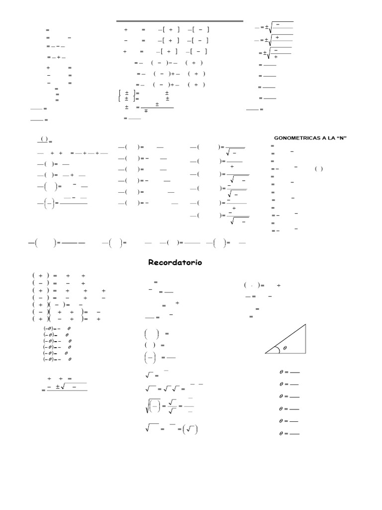 formulario derivadas | PDF | Colector | Álgebra abstracta