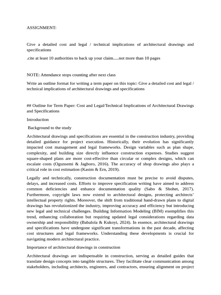 A Term Paper On Architectural Practice | PDF | Cost Of Living ...