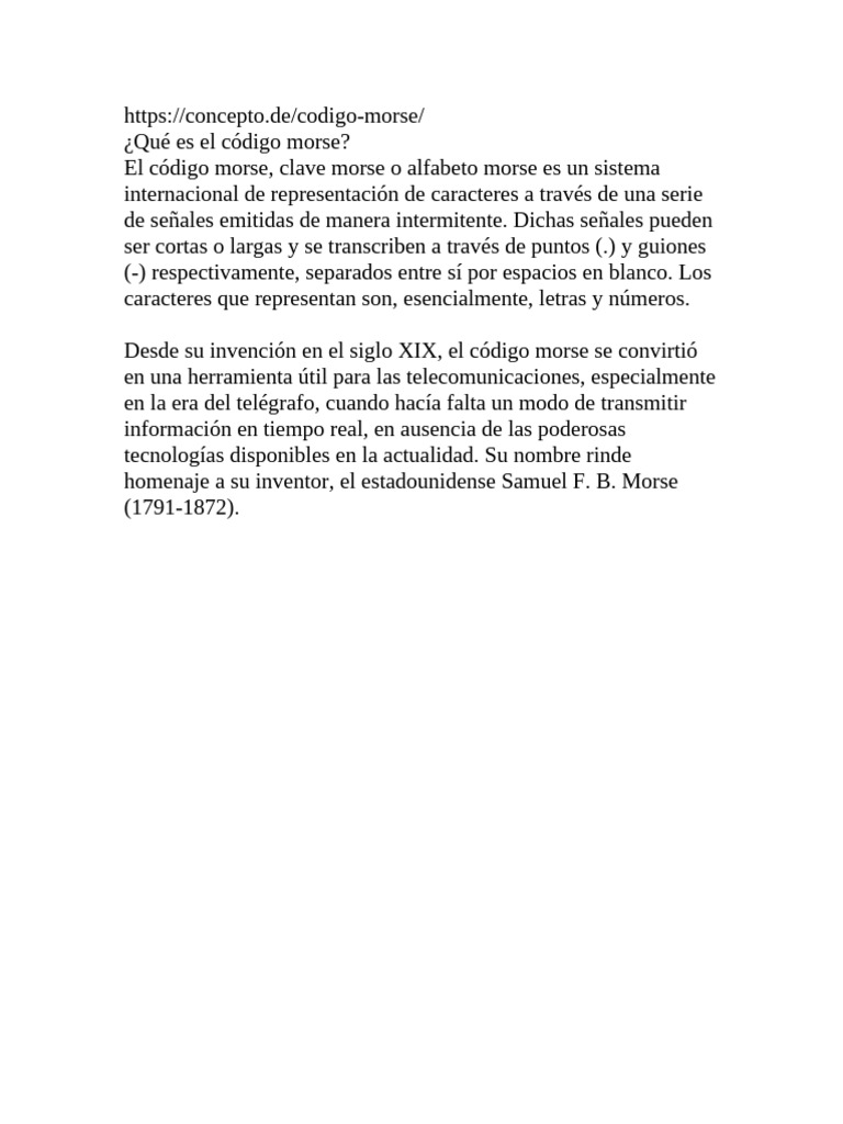Qué es el código Morse: Definición y uso | PDF