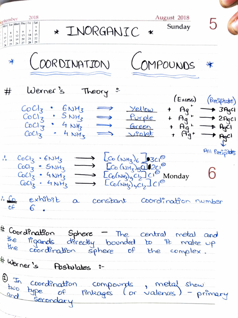 Handwritten Notes on Coordination Compounds | PDF | Chemical Bond ...