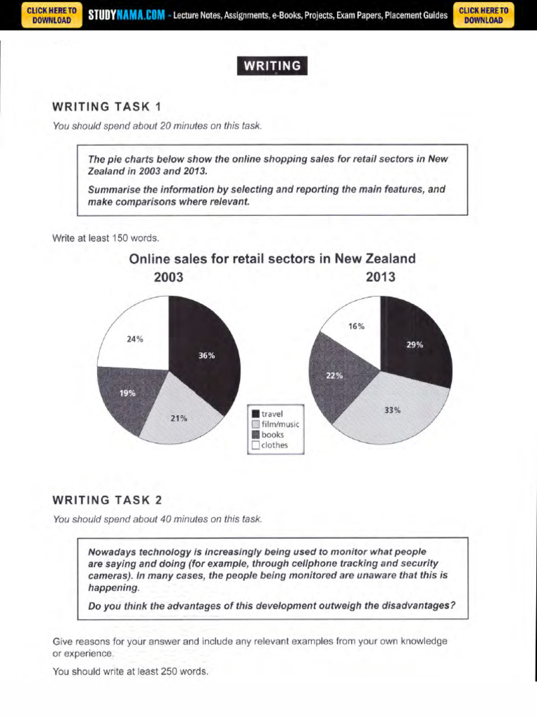 IELTS Writing Section Free Test Question Paper | PDF