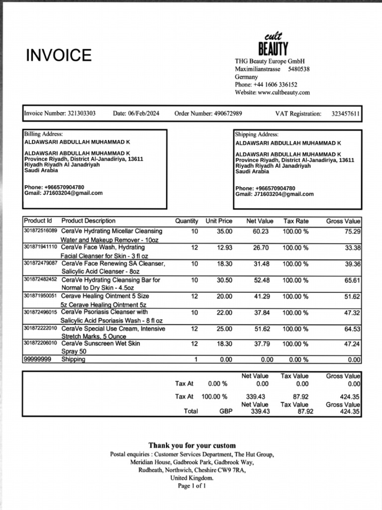 Tax Invoice No # 323457511 2 | PDF