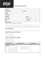 Unisa Lesson Plan | PDF