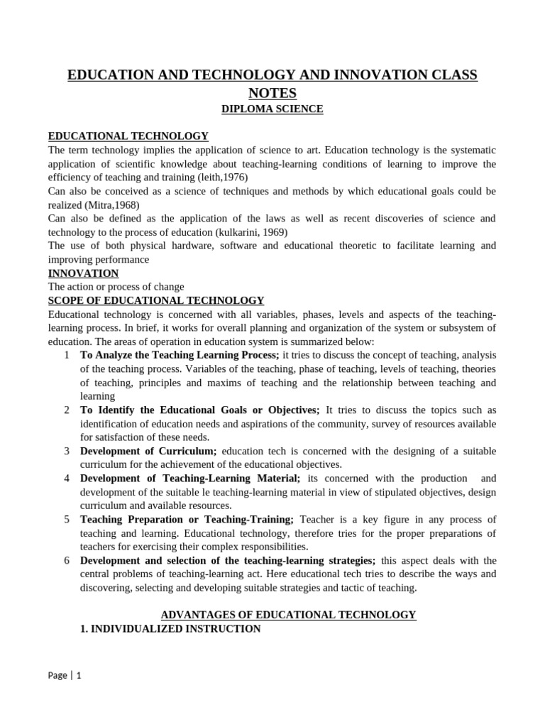 unit 1-5 Ed Techno inov_080321 | PDF | Educational Technology | Learning