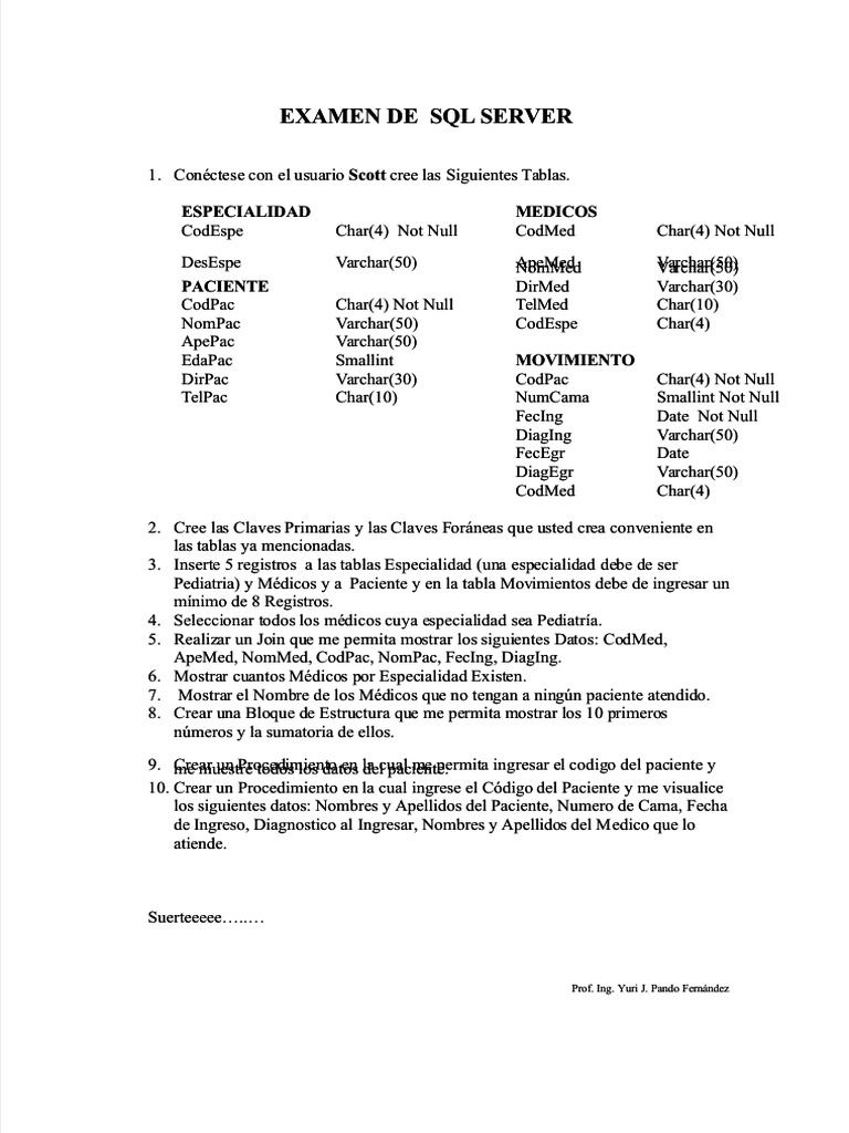 PDF Examen de SQL Compress | PDF | Bases de datos | Software de gestión de datos