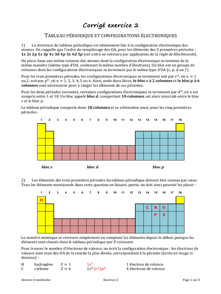 Configuration électronique et tableau périodique | PDF | Tableau ...