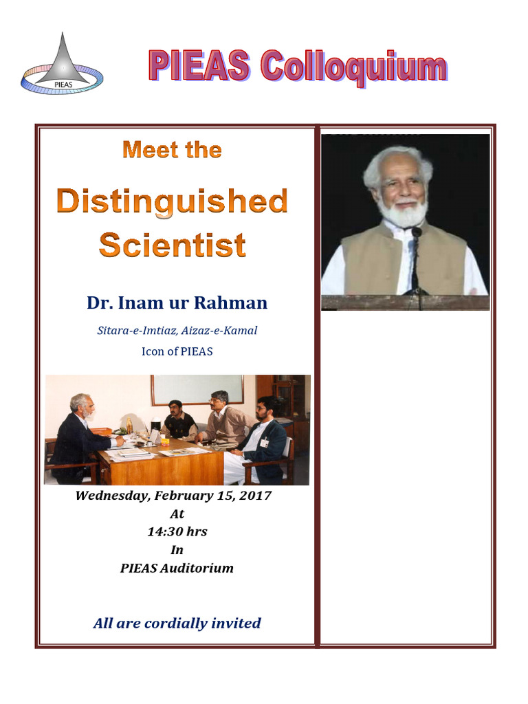 Dr. Inam ur Rahman: PIEAS Legacy | PDF