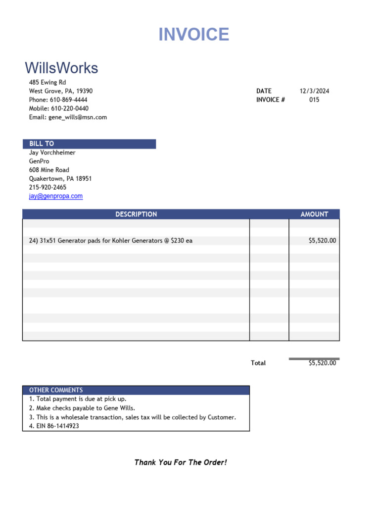 Invoice GenPro 015 | PDF