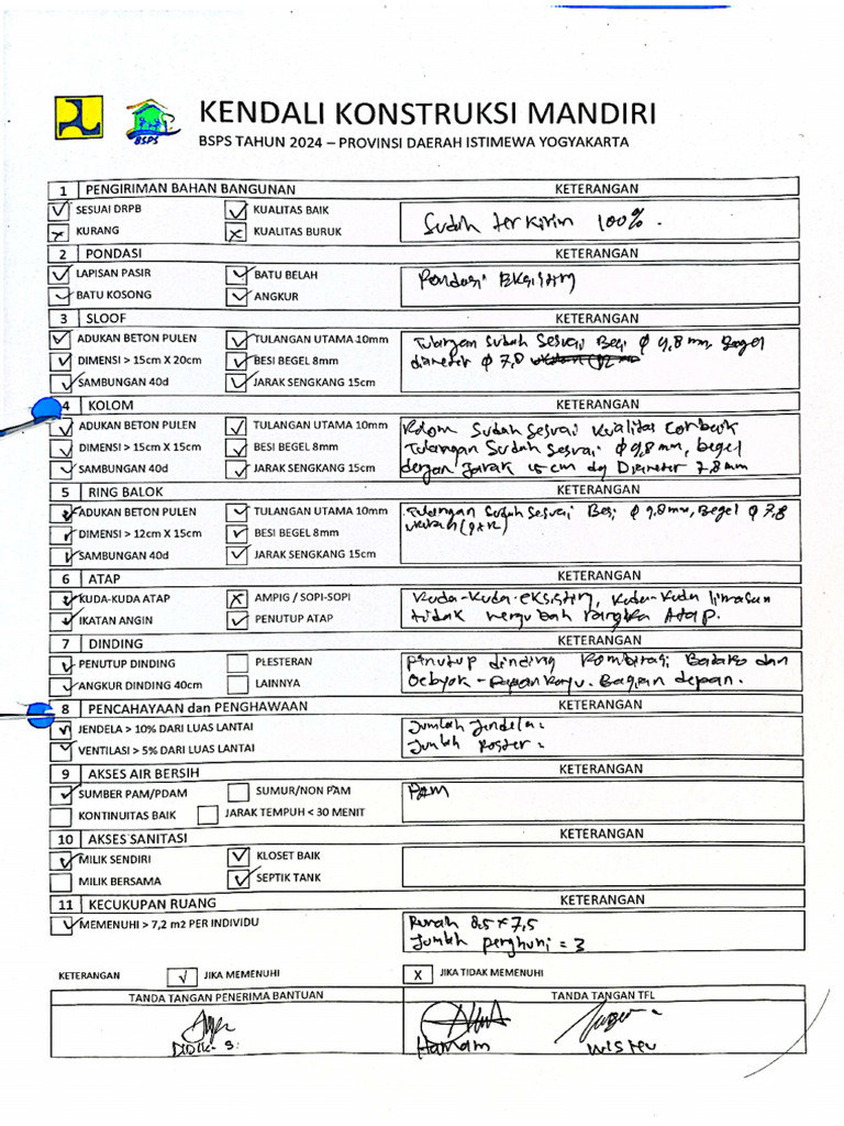 Form Kendali Mandiri Bsps | PDF