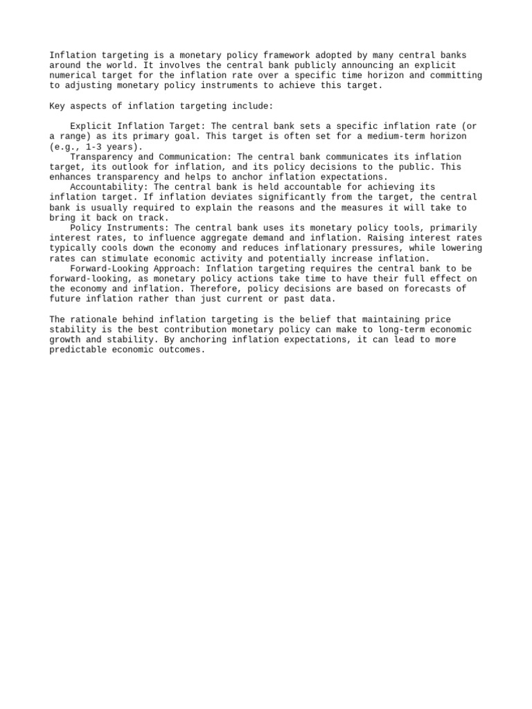 Inflation Targeting A Monetary Policy Strategy | PDF