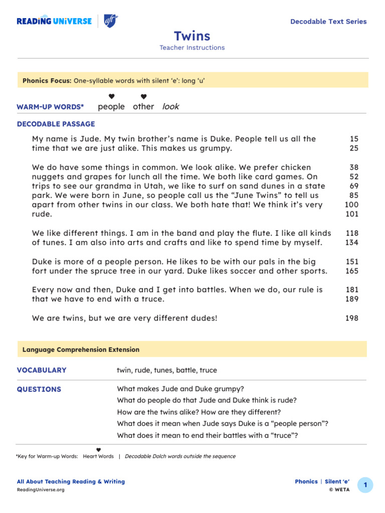 Silent E Decodable Texts for Kids | PDF | Phonics | Reading Comprehension