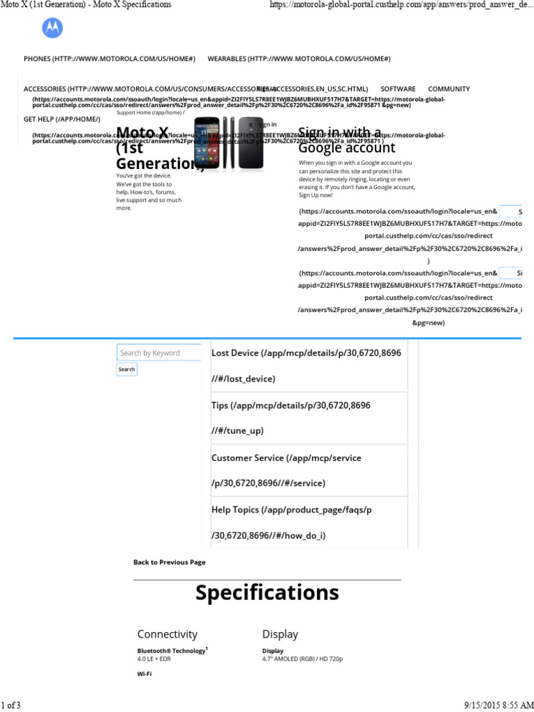 Moto X (1st Generation) - Moto X Specifications | PDF | Consumer ...