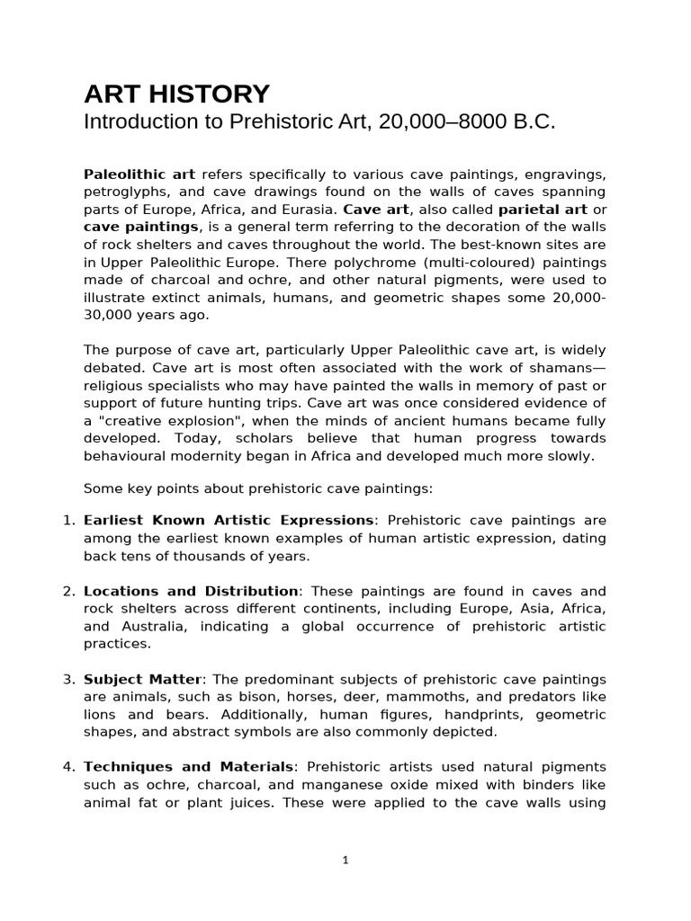 Art History. Prehistoric Art | PDF