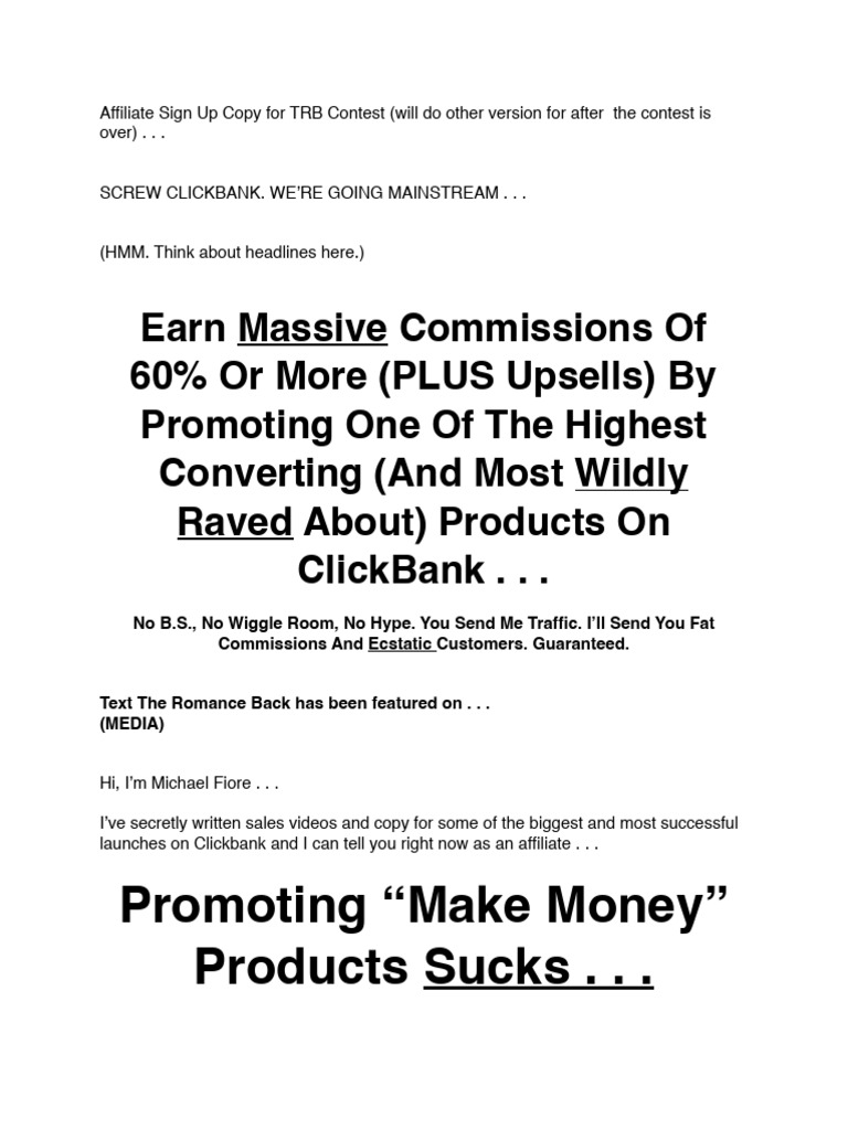 Affiliate Sign Up Page For TRB | PDF | Marketing