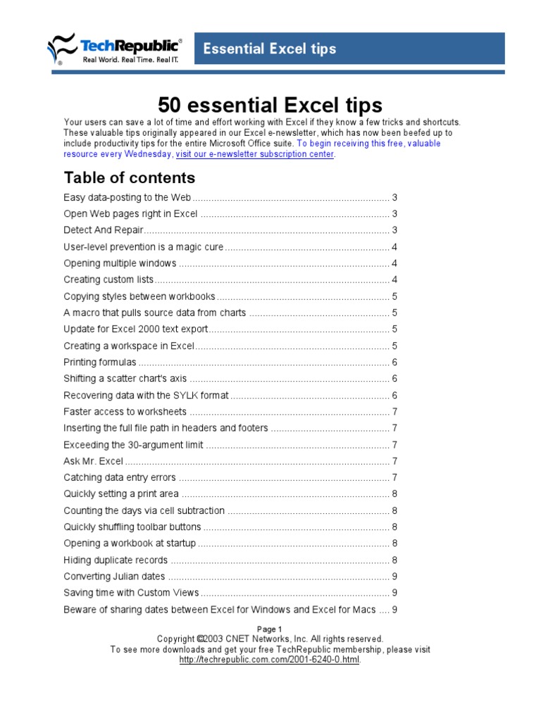 Excel Tips | PDF