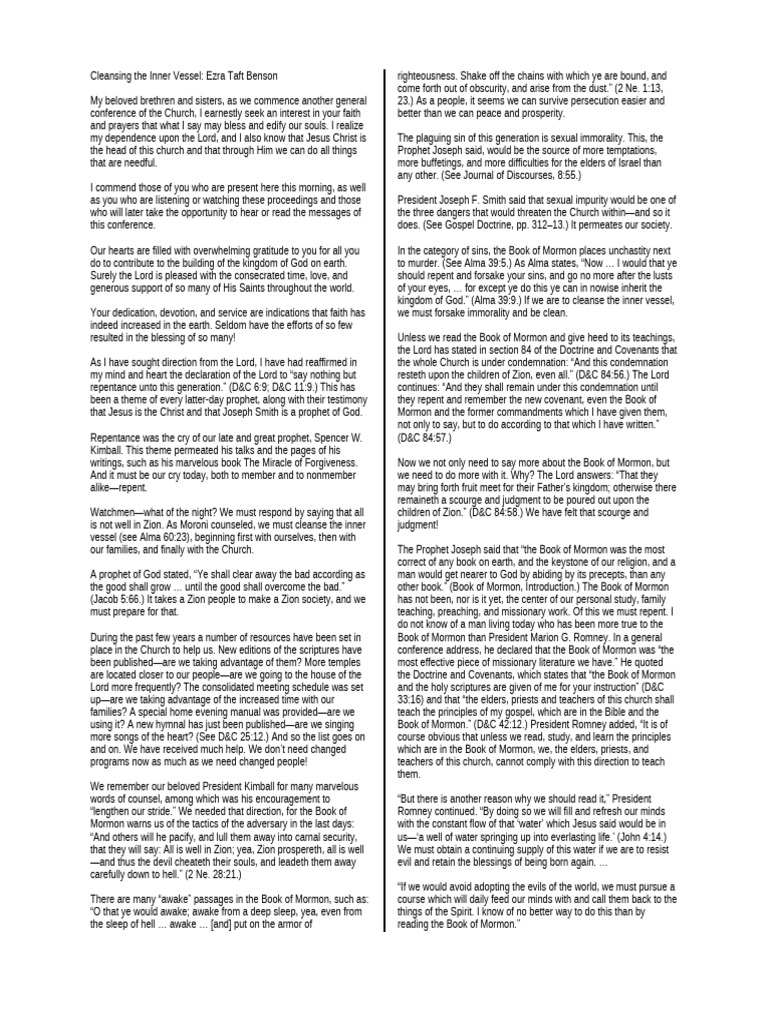 Cleansing the Inner Vessel: A Call to Repentance | PDF | Book Of Mormon ...