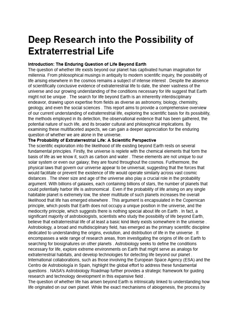 Alien Life Deep Research | PDF | Extraterrestrial Life | Exoplanet