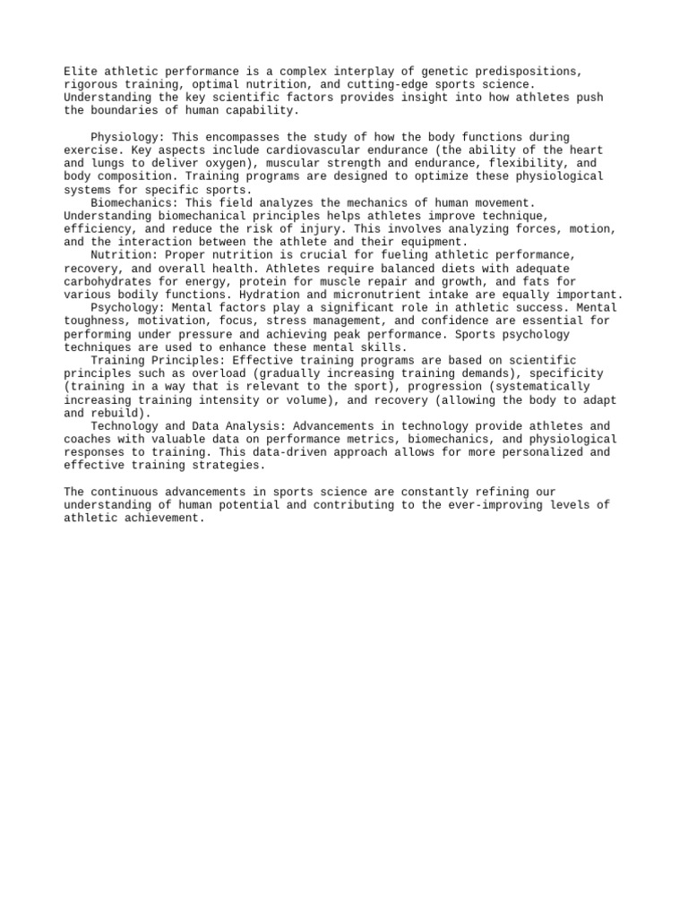 Understanding Athletic Performance Factors | PDF