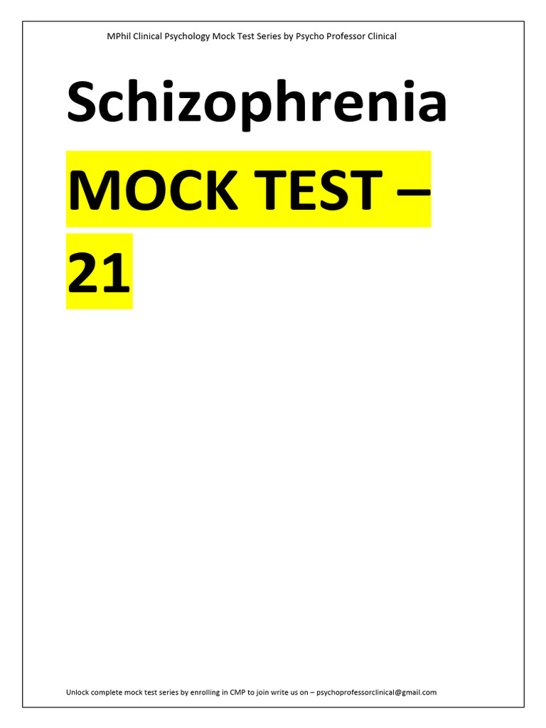 MPhil Clinical Psychology Mock Tests | PDF | Schizophrenia | Psychosis