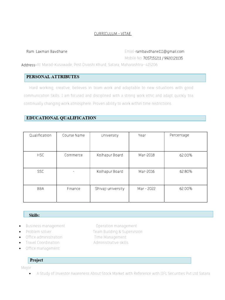 Ram Bavdhane Updated Resume | PDF