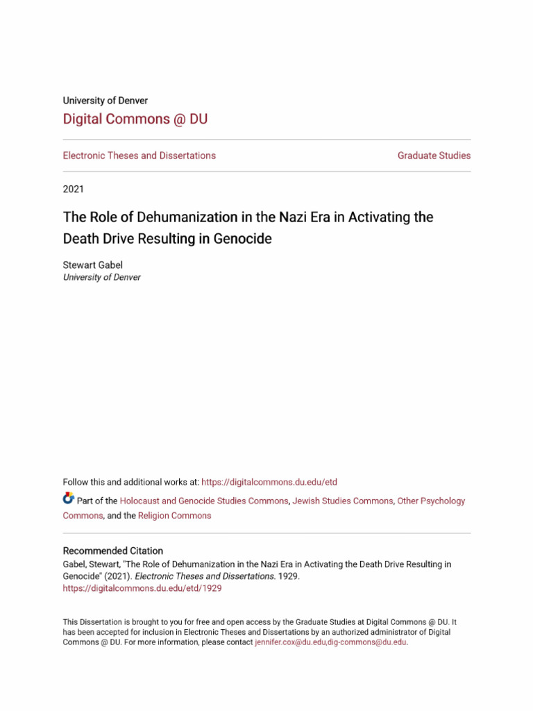 U of Denver Dehumanization | PDF