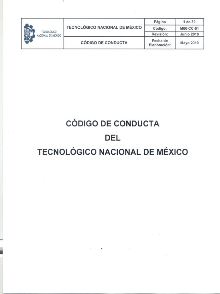 M00CC01 Codigo de Conducta Del TecNM | PDF