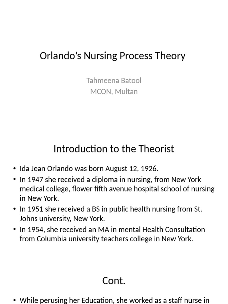 Orlando's Nursing Process Theory | PDF | Nursing | Thought