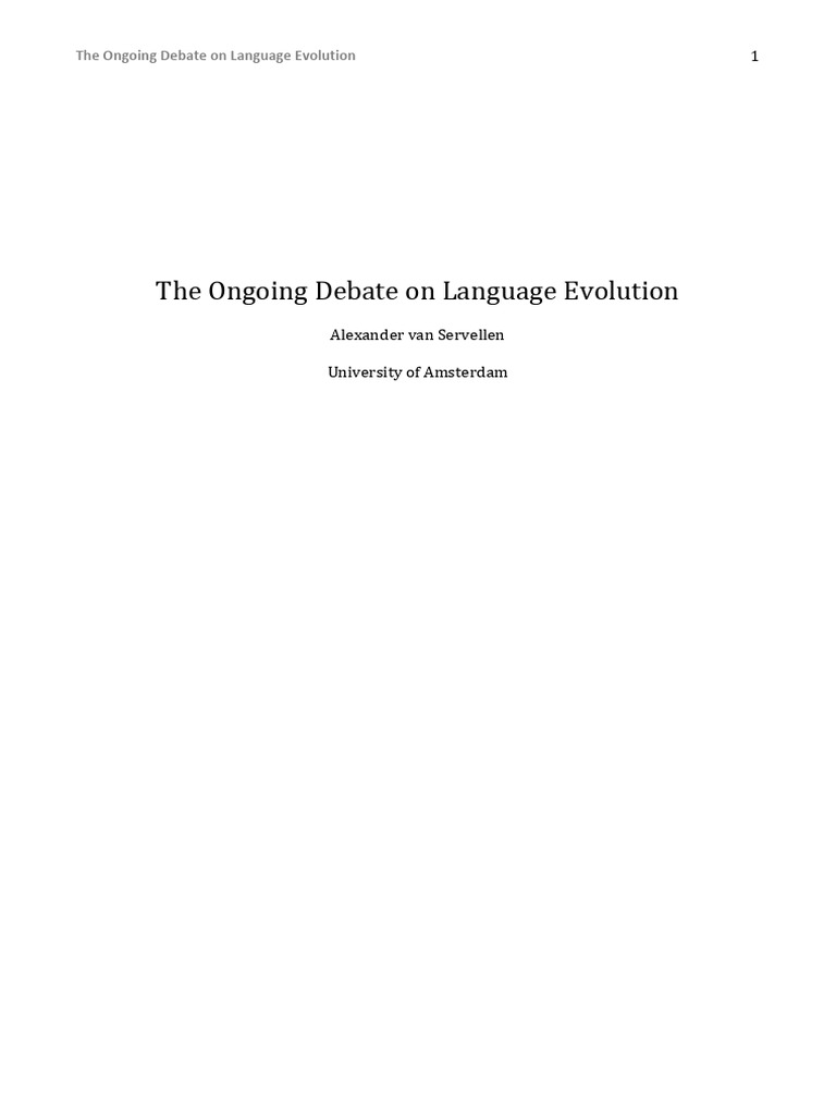 The Ongoing Debate On Language Evolution | PDF | Language Acquisition | Evolution