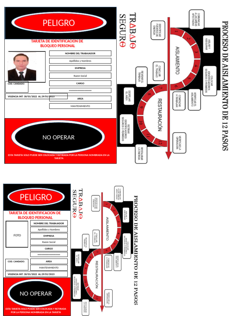 Formato - Tarjeta de Bloqueo | PDF