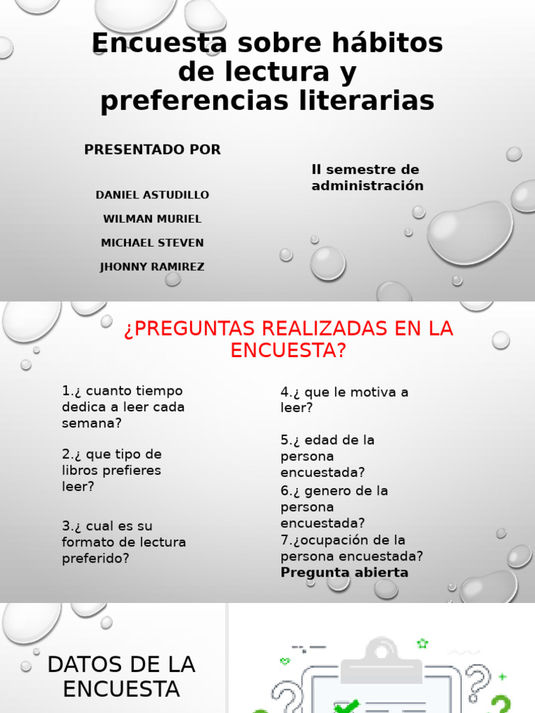 Encuesta sobre hábitos de lectura y preferencias literarias intep | PDF