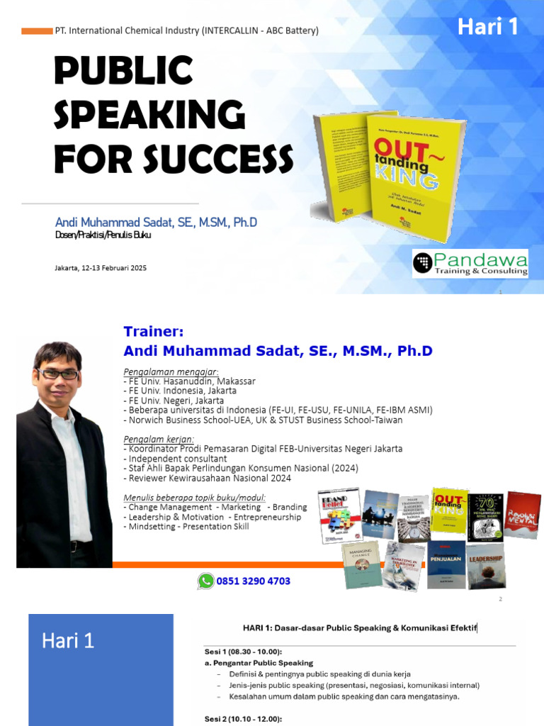 Handout-Public Speaking For Success - Abc 12-13 Feb 2025 (Andi) | PDF