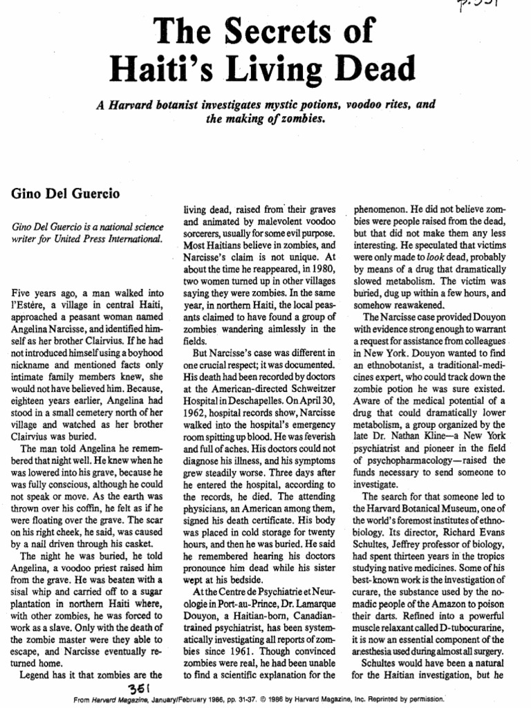 Haiti's Zombie Mystery Unveiled | PDF | Zombies | Haitian Vodou