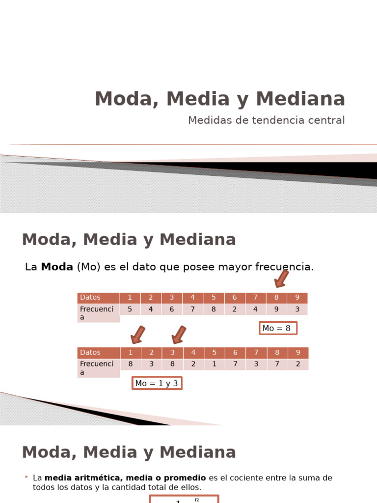 Moda, Media y Mediana | PDF | Mediana | Estadísticas descriptivas