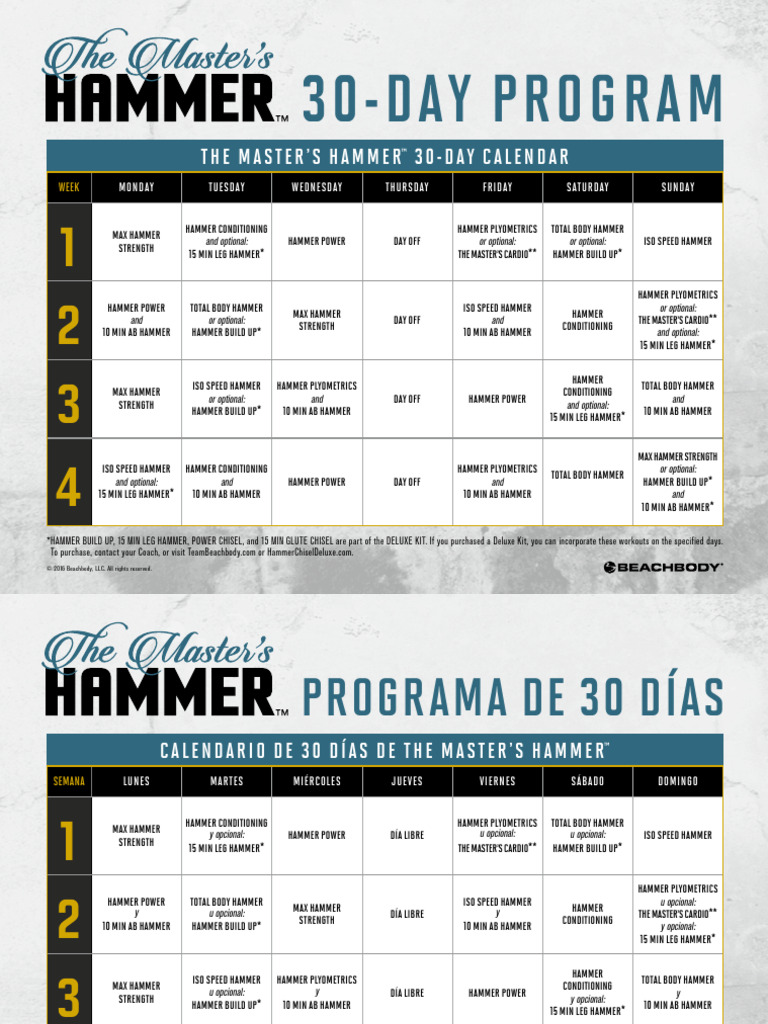 MHC Hammer-Calendar | PDF | Physical Exercise