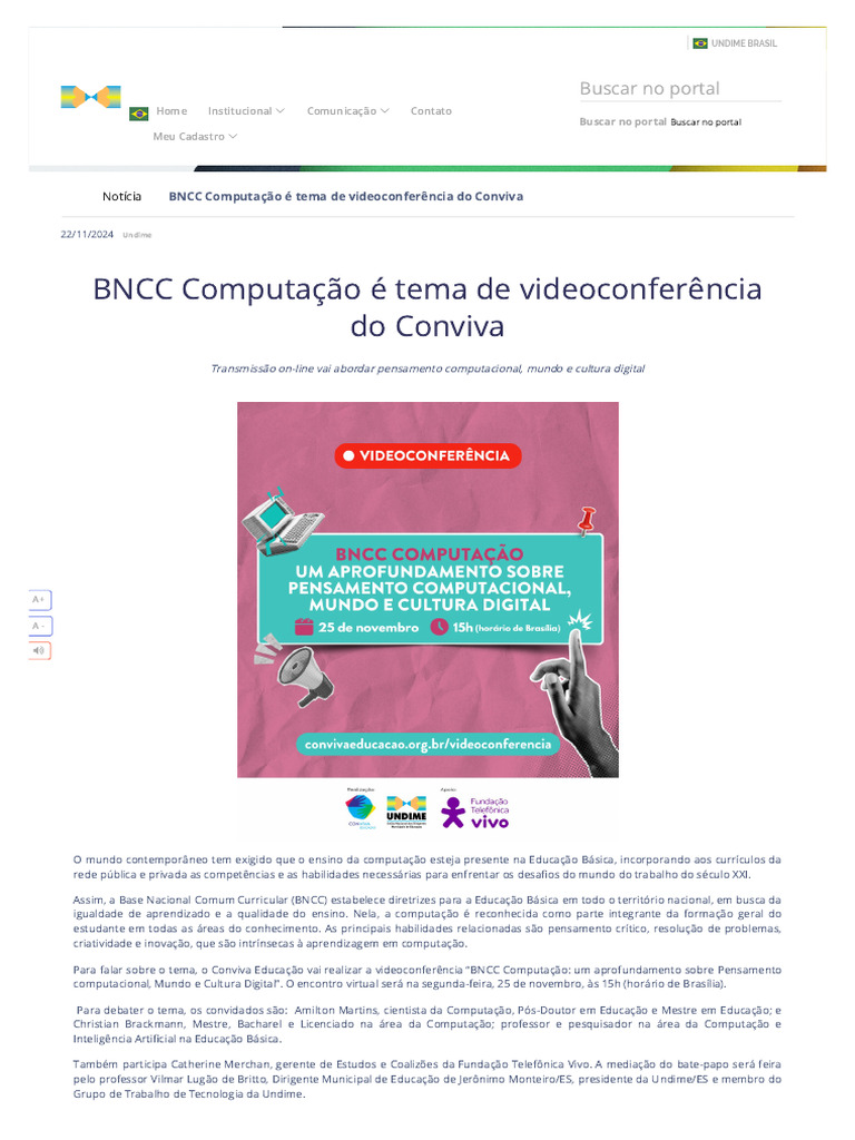 BNCC Computação é tema de videoconferência do Conviva - Copia | PDF ...