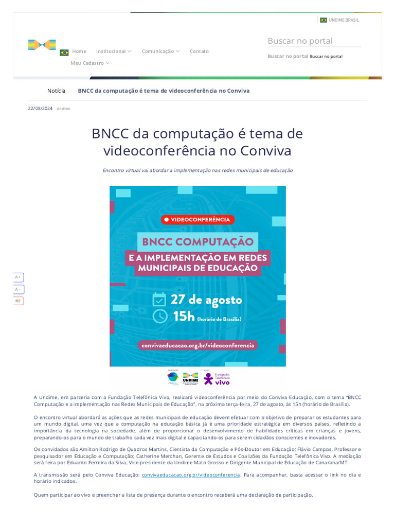 BNCC Da Computação É Tema de Videoconferência No Conviva | PDF ...