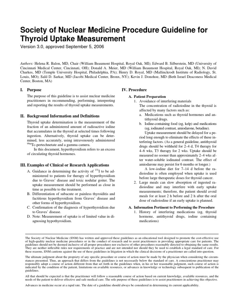 Thyroid Uptake Measure v3 0 | PDF | Hyperthyroidism | Thyroid