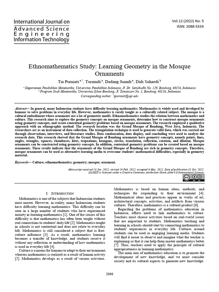 Ethnomathematics Study Learning Geometry | PDF | Mathematics | Geometry
