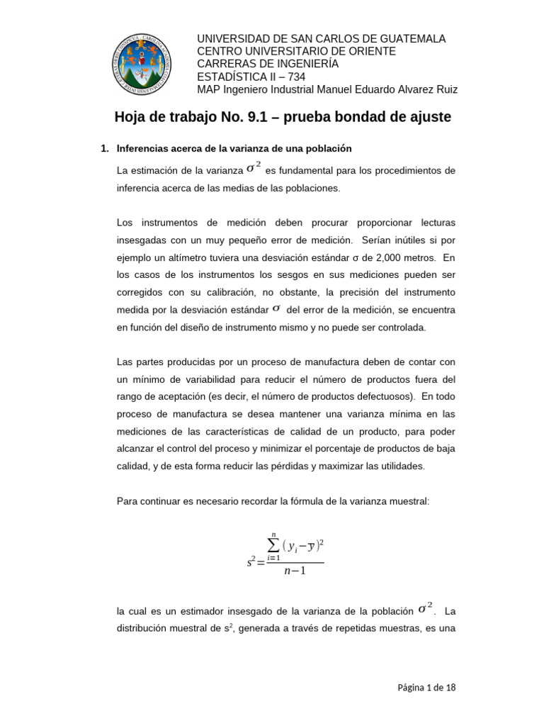 MCII FOLLETO NO 9.1 Bondad de Ajuste | PDF | Muestreo (Estadísticas) | Distribución normal