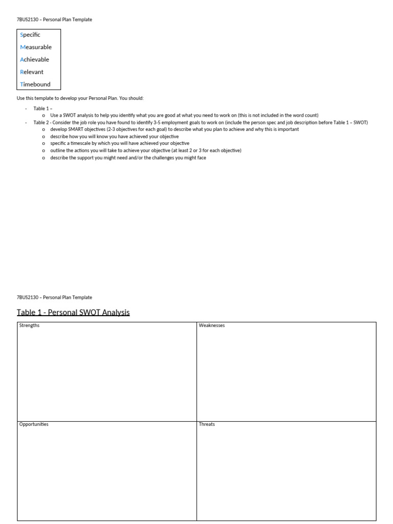 Personal Plan Template | PDF