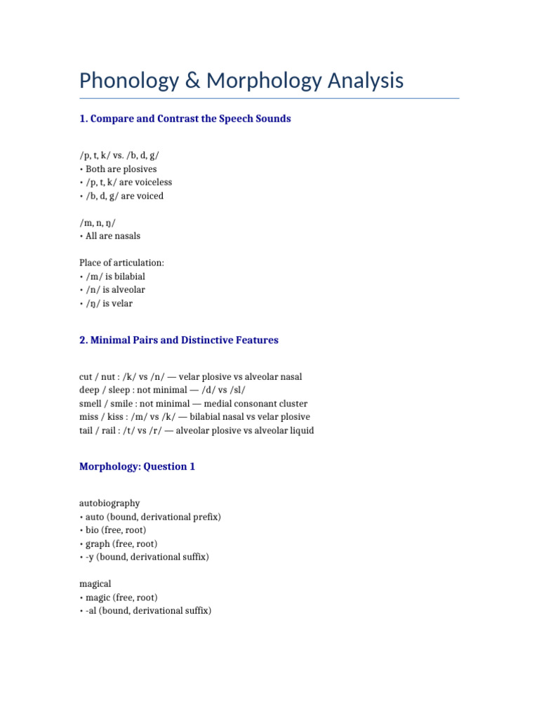 Phonology Morphology Analysis | PDF